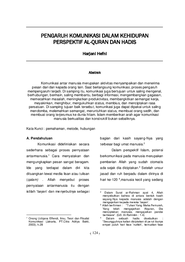 (PDF) Pengaruh Komunikasi dalam Kehidupan Perspektif Al-Quran dan Hadis