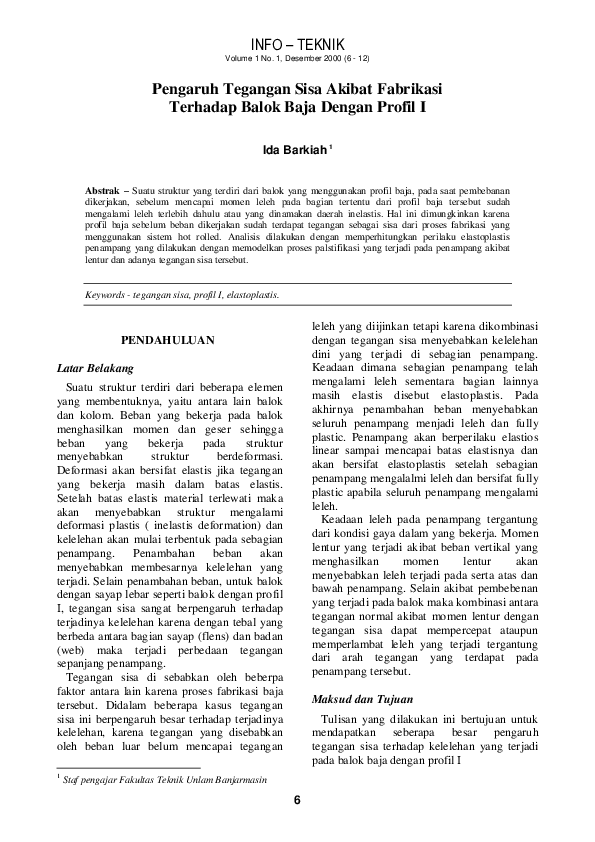 (PDF) Pengaruh Tegangan Sisa Akibat Fabrikasi Terhadap Balok Baja ...