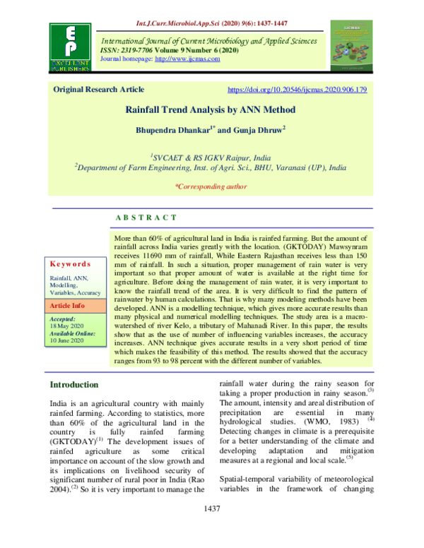 (PDF) Rainfall Trend Analysis by ANN Method