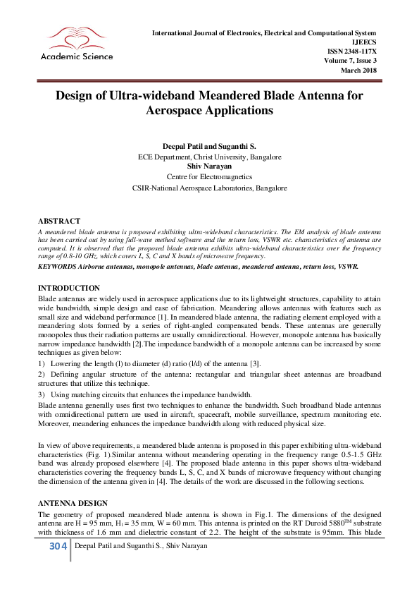 (PDF) Design of Ultra-wideband Meandered Blade Antenna for Aerospace ...
