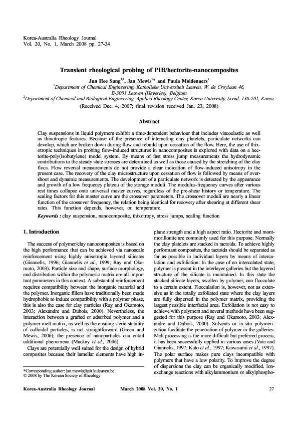 (PDF) Transient rheological probing of PIB/hectorite-nanocomposites