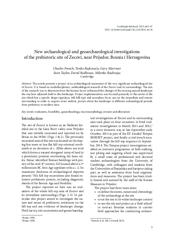 (PDF) New archaeological and geoarchaeological investigations of the ...