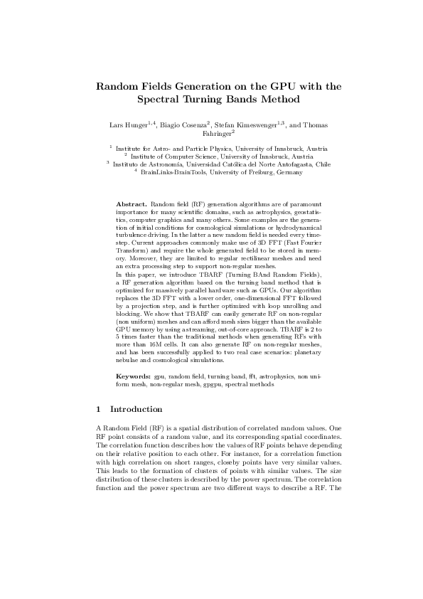 (PDF) Random Fields Generation on the GPU with the Spectral Turning ...