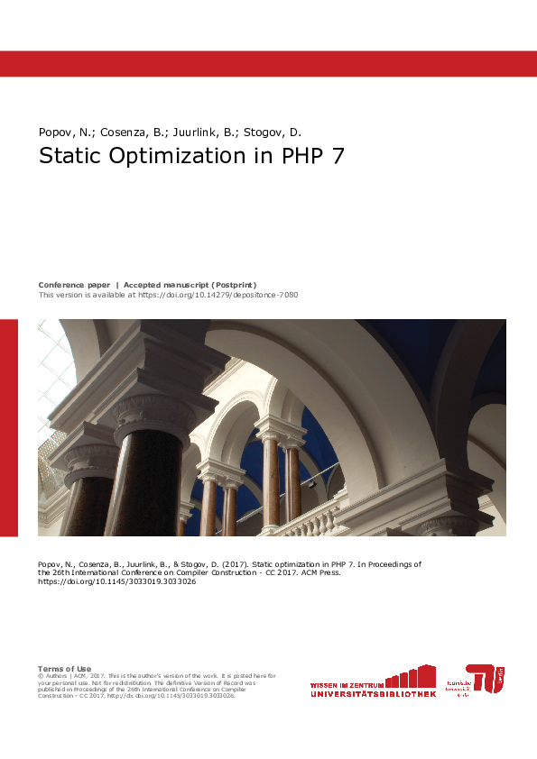 (PDF) Static optimization in PHP 7