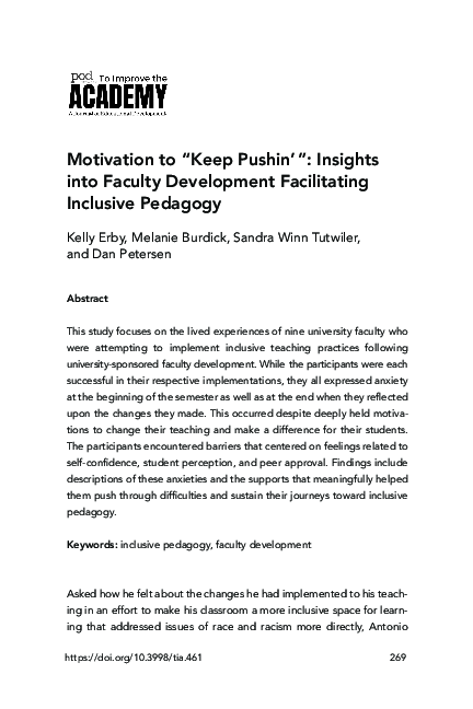 (PDF) Motivation to “Keep Pushin’”: Insights into Faculty Development ...