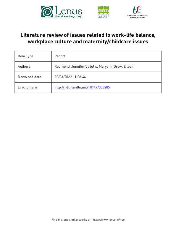 (PDF) Literature review of issues related to work-life balance ...