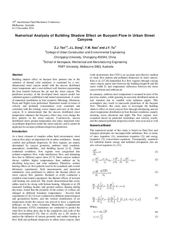 (PDF) Numerical Analysis of Building Shadow Effect on Buoyant Flow in ...