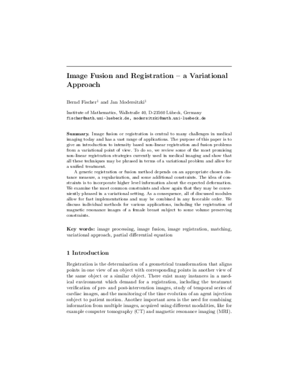 (PDF) Image fusion and registration – a variational approach