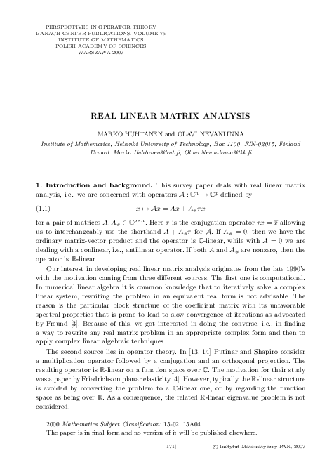 (PDF) Real linear matrix analysis