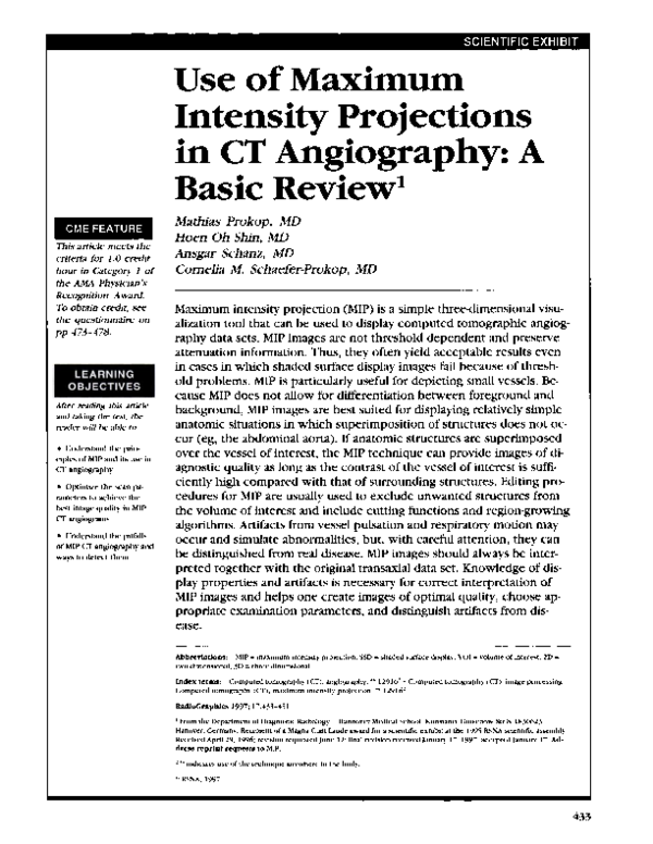 (PDF) Use of maximum intensity projections in CT angiography: a basic ...