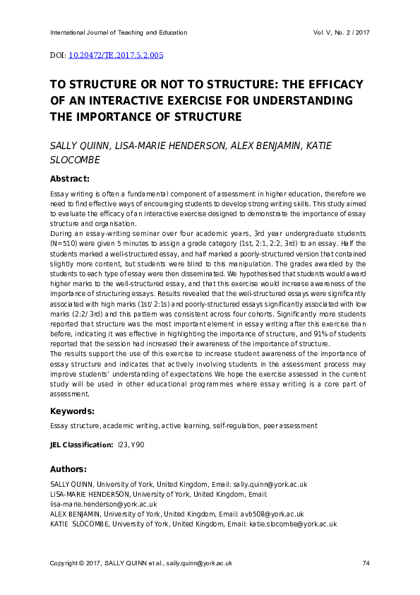 (PDF) To Structure or Not to Structure: The Efficacy of an Interactive ...