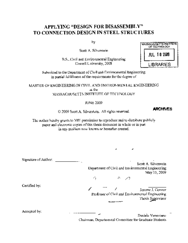 (PDF) Applying "Design for Disassembly" to connection design in steel ...