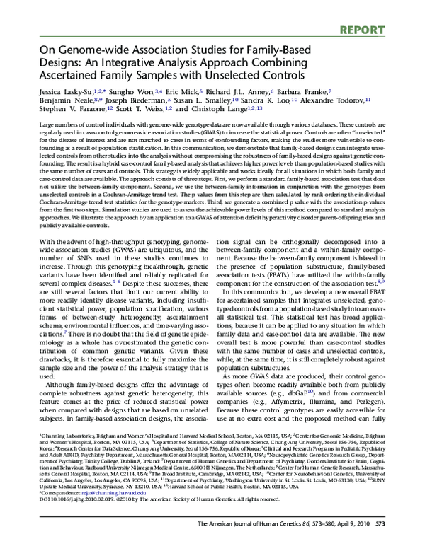 (PDF) On Genome-wide Association Studies for Family-Based Designs: An ...