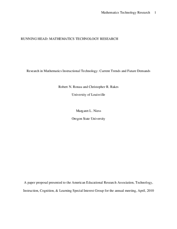 (PDF) Research in Mathematics Instructional Technology: Current Trends ...