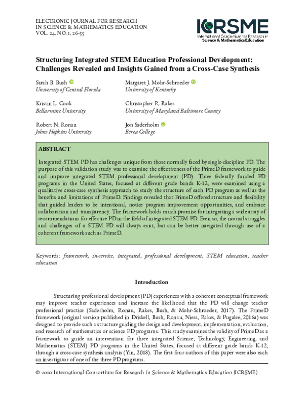 (PDF) Structuring Integrated STEM Education Professional Development