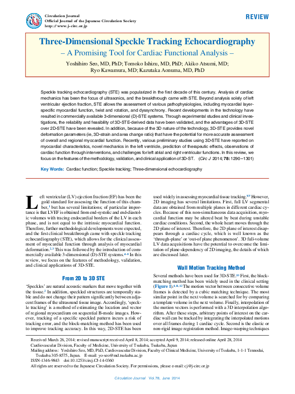 (PDF) Three-Dimensional Speckle Tracking Echocardiography