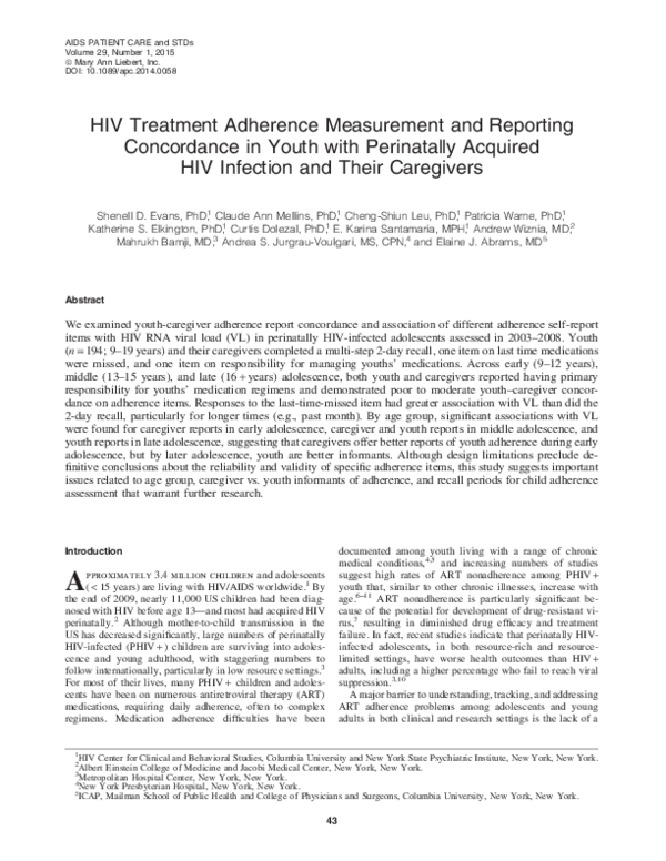 (PDF) HIV Treatment Adherence Measurement and Reporting Concordance in ...
