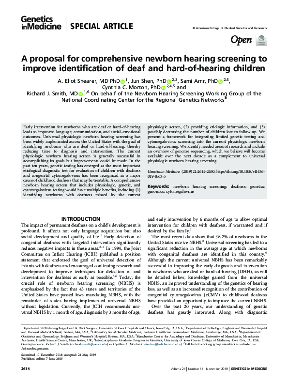 (PDF) A proposal for comprehensive newborn hearing screening to improve ...