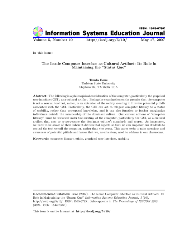 (PDF) In this issue: The Iconic Computer Interface as Cultural Artifact ...