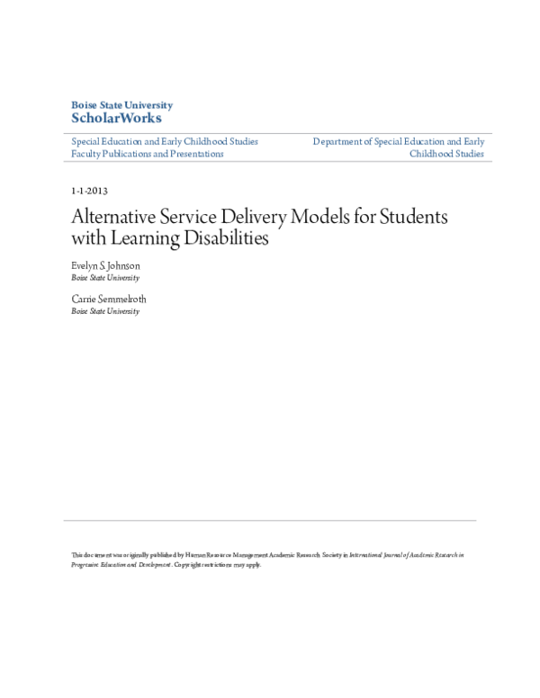(PDF) Alternatives for Students with Learning Disabilities Alternative ...