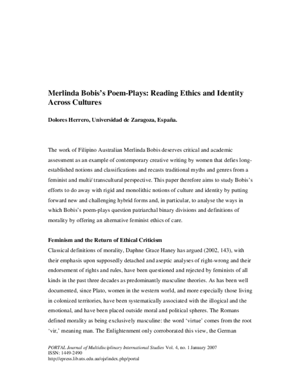 (PDF) Merlinda Bobis's Poem-Plays: Reading Ethics and Identity Across ...