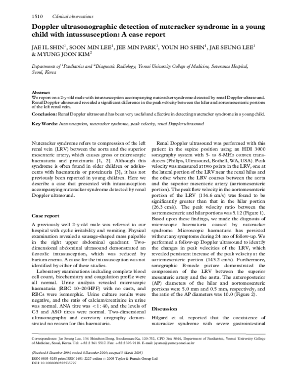 (PDF) Doppler ultrasonographic detection of nutcracker syndrome in a ...