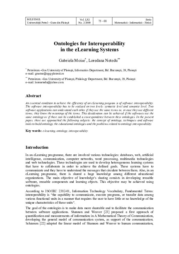 (PDF) Ontologies for Interoperability in the eLearning Systems