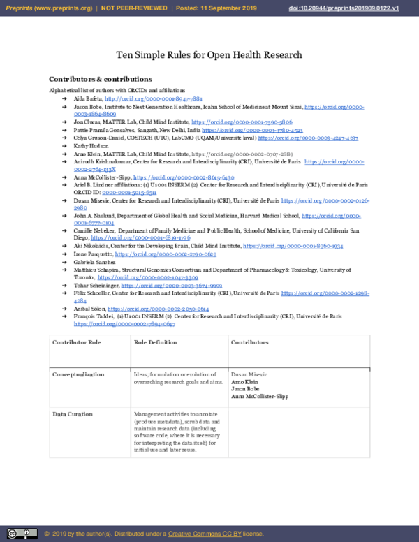 (PDF) Ten Simple Rules for Open Health Research