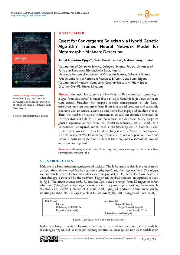 (PDF) Hybrid Genetic Algorithm for Malware Detection
