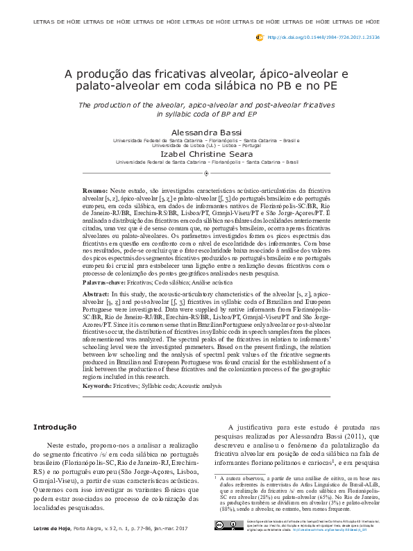 (PDF) A produção das fricativas alveolar, ápico-alveolar e palato ...