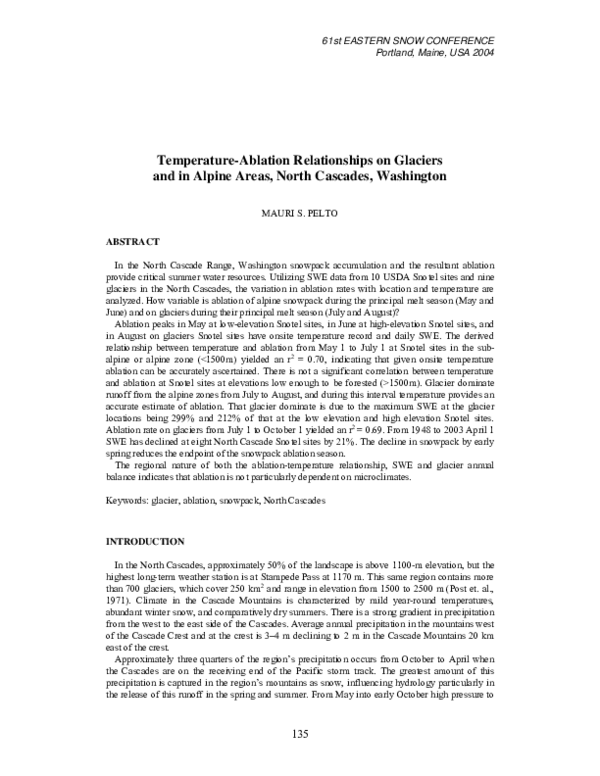 (PDF) Temperature-Ablation Relationships on Glaciers and in Alpine ...