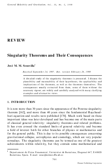 (PDF) Singularity Theorems and Their Consequences