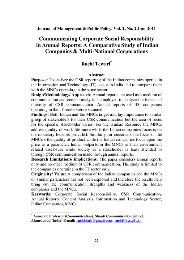 (PDF) Communicating Corporate Social Responsibility in Annual Reports ...