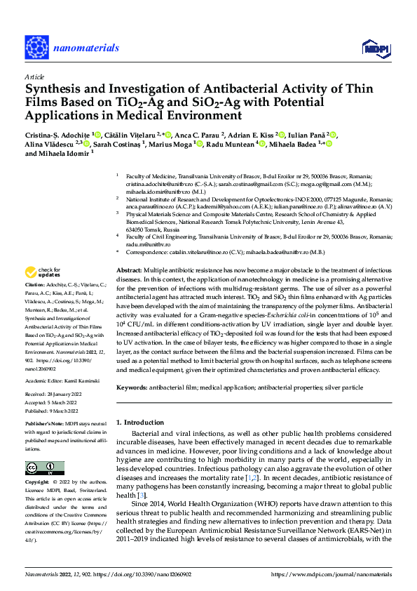 (PDF) Synthesis and Investigation of Antibacterial Activity of Thin ...