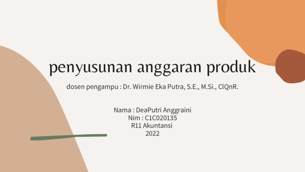 (PDF) PPT penyusunan anggaran produk Dea Putri Anggraini