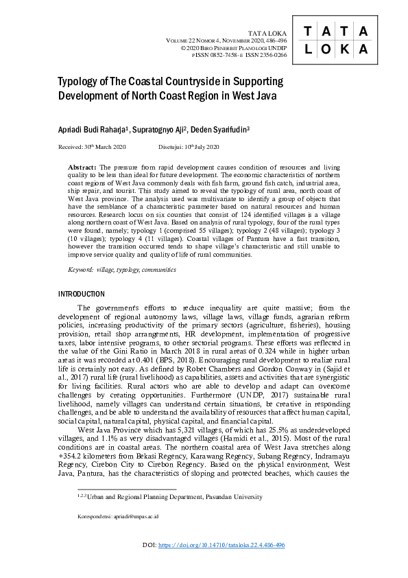 (PDF) Typology of The Coastal Countryside in Supporting Development of ...