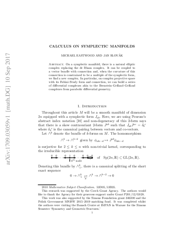 (PDF) Calculus on symplectic manifolds