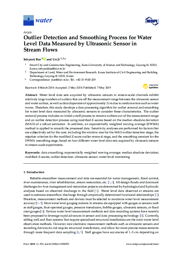 Pdf Outlier Detection And Smoothing Process For Water Level Data