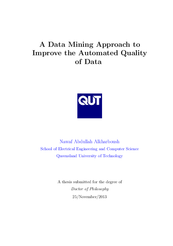 (PDF) A data mining approach to improve the automated quality of data