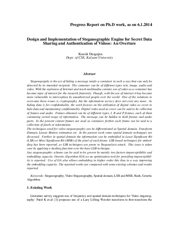 Pdf Steganographic Engine For Secure Video Sharing 0940