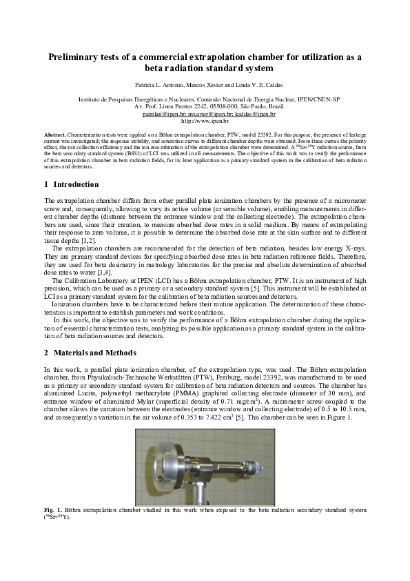 (PDF) Preliminary tests of a commercial extrapolation chamber for ...