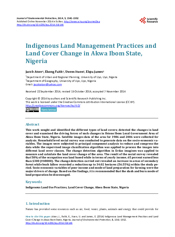 (PDF) Indigenous Land Management Practices and