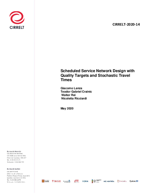(PDF) Scheduled Service Network Design with Quality Targets and ...