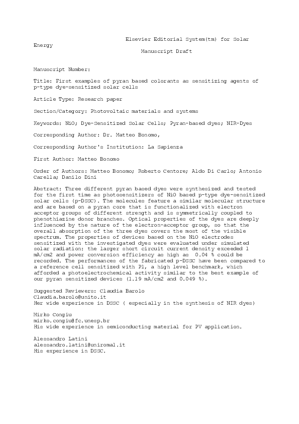 (PDF) First Examples of Pyran Based Colorants as Sensitizing Agents ofp ...