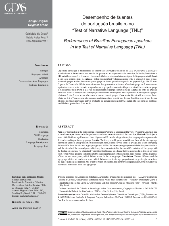 (PDF) Performance of Brazilian Portuguese speakers in the Test of ...