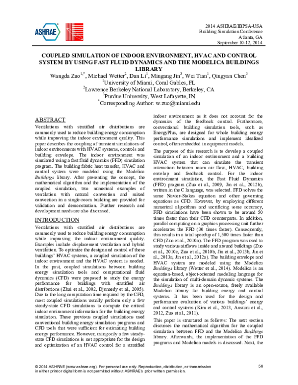(PDF) Coupled Simulation of Indoor Environment, Hvac and Control System ...