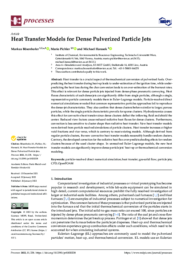(PDF) Heat Transfer Models for Dense Pulverized Particle Jets