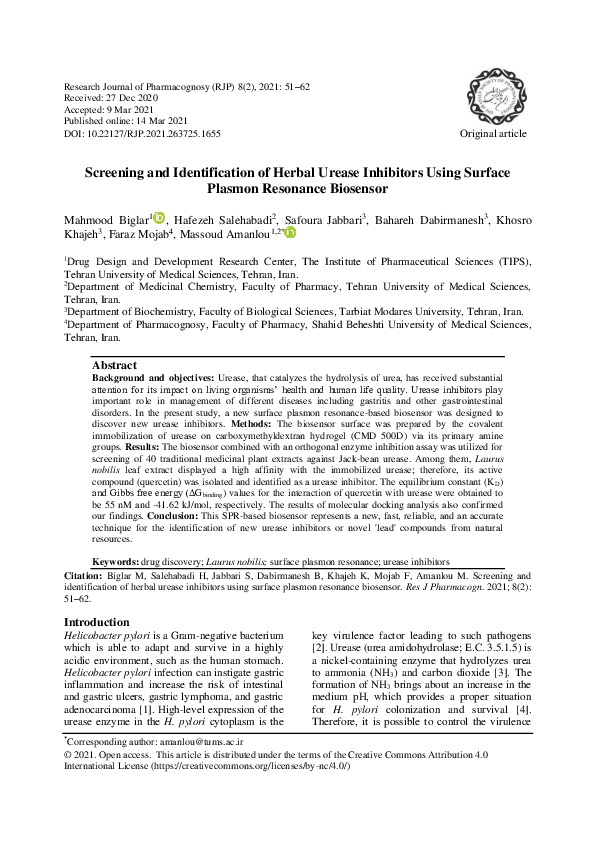 (PDF) Screening and Identification of Herbal Urease Inhibitors Using ...