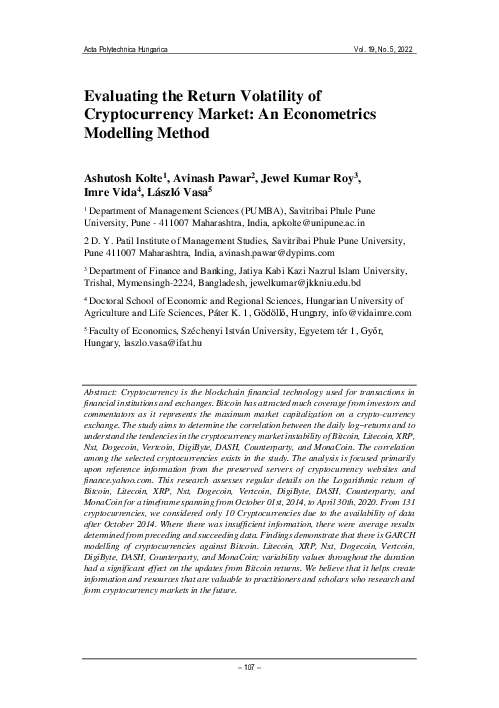 (PDF) Evaluating the Return Volatility of Cryptocurrency Market: An Econometrics Modelling Method