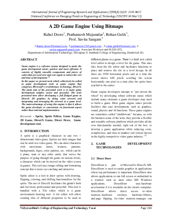 (PDF) A 2 D Game Engine Using Bitmaps